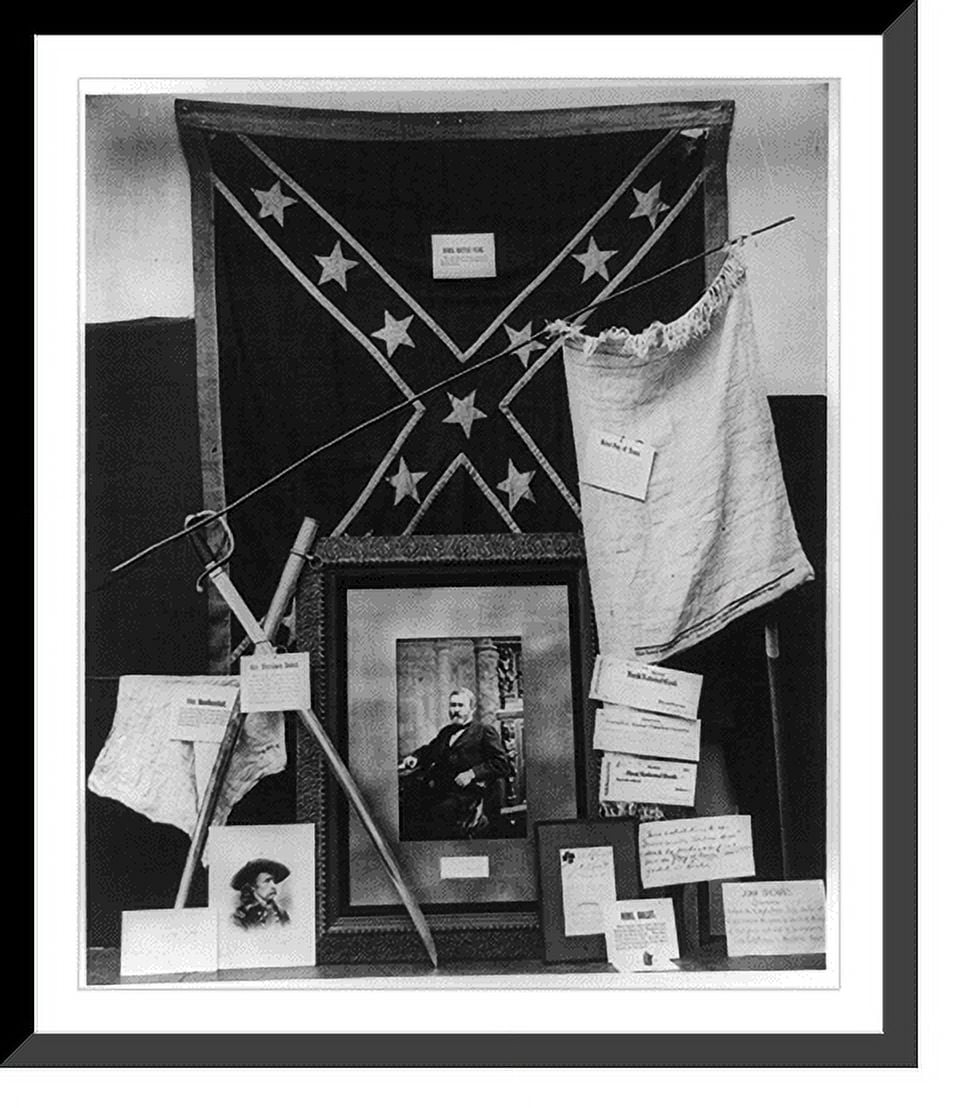 Historic Framed Print, [Civil War souvenirs, including Rebel battle flag, swords of Gen ...