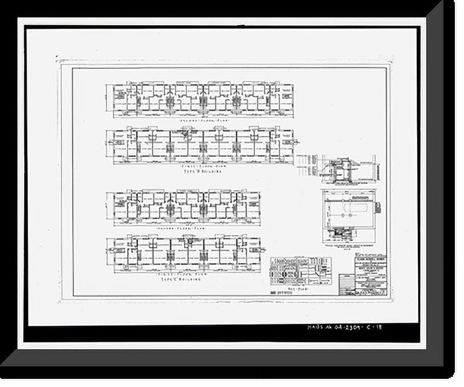 Historic Framed Print, Clark Howell Homes, Building 12-A, 500 Lovejoy ...