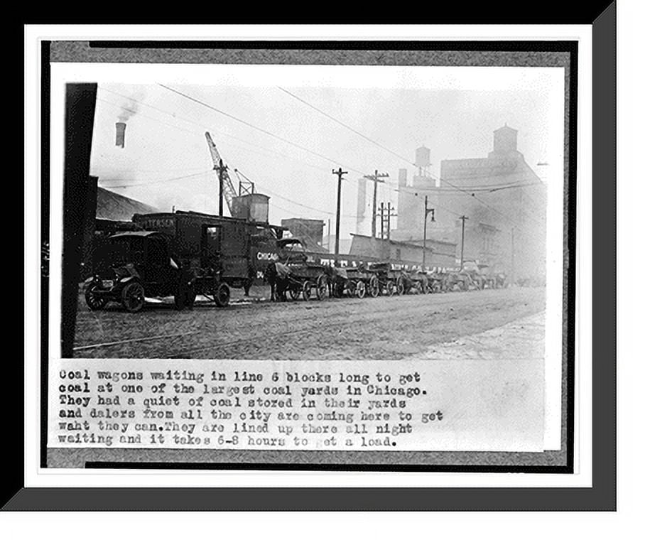 Historic Framed Print, Coal wagons waiting in line 6 blocks long to get ...