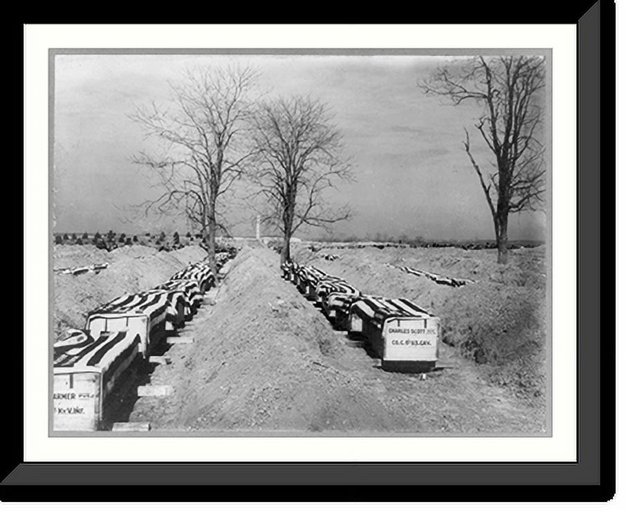 Historic Framed Print, [Coffins of Spanish-American war dead lined up ...