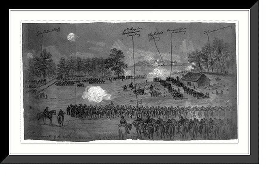 Historic Framed Print, Commencement of the battle of Hanover Ct. House ...