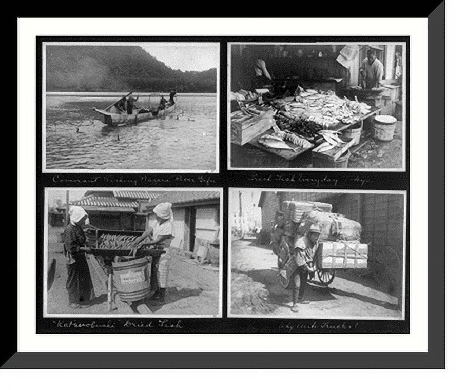 Historic Framed Print, Comorant [sic] fishing, Nagara River, Figu ...