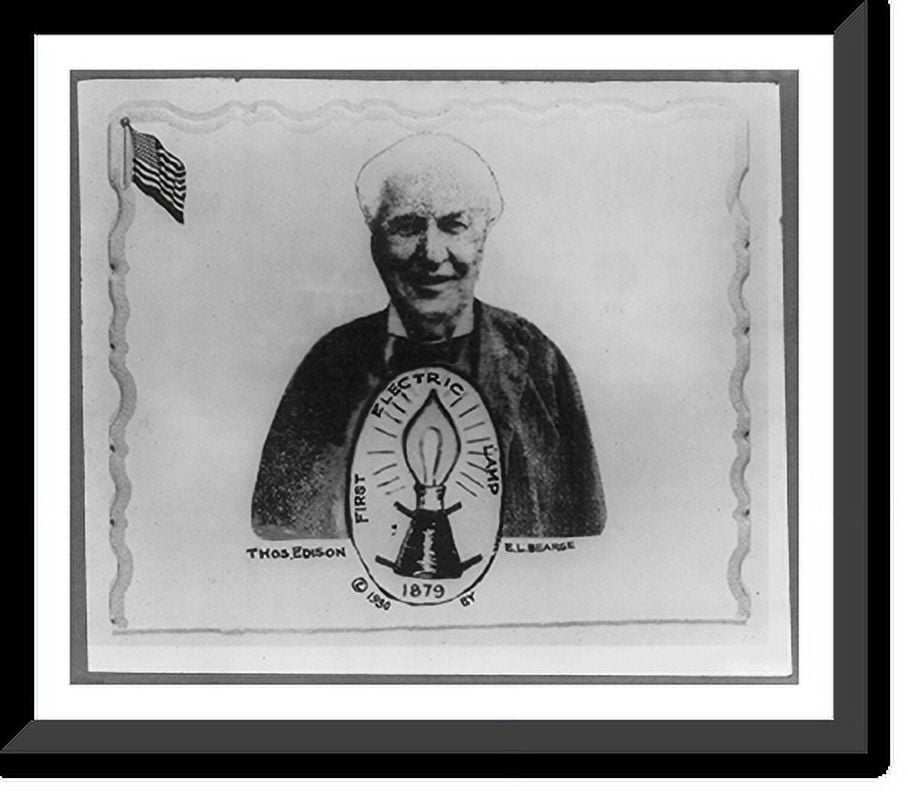 Historic Framed Print, [Composite of half lgth. portrait of Thomas Alva ...