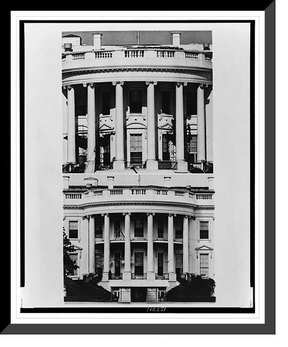 Historic Framed Print, [Composite photograph of White House South Portico before and after ...