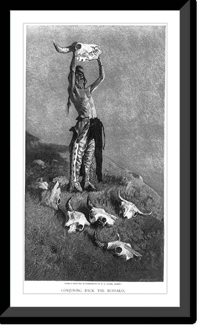 Historic Framed Print, Conjuring back the buffalo, 17-7/8" x 21-7/8 ...