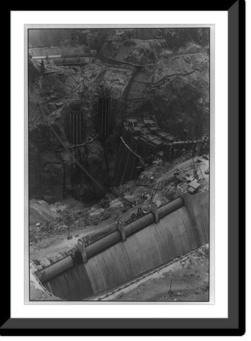 Historic Framed Print, [Construction of Boulder Dam, Boulder City ...
