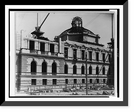 Historic Framed Print, [Construction of exterior of dome of Jefferson ...