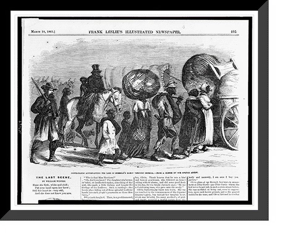 Historic Framed Print, Contrabands accompanying the line of Sherman's ...