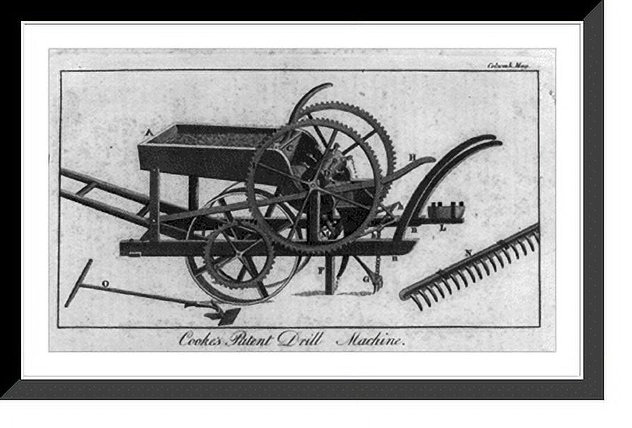 Historic Framed Print, Cooke's Patent Drill Machine, 17-7/8" x 21-7/8 ...