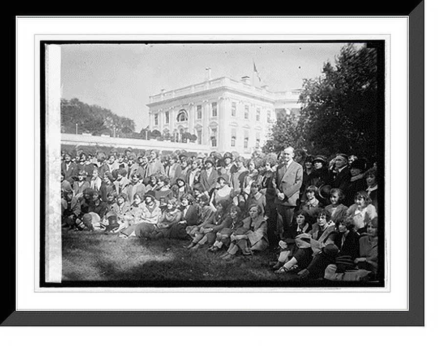 Historic Framed Print, Coolidge with high school girls from Trenton N.J ...