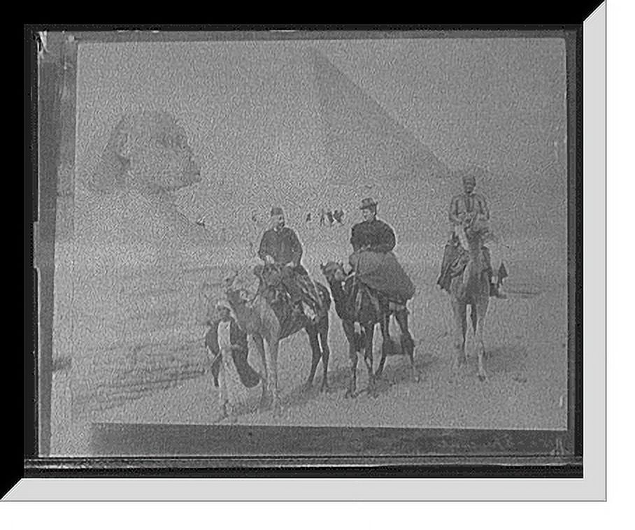 Historic Framed Print, [Couple on camels in front of the Sphinx and ...