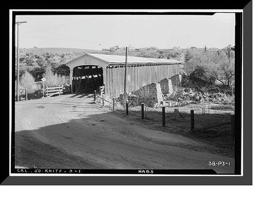 Historic Framed Print, Covered Bridge, Spanning Stanislaus River at ...