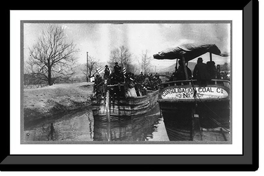 Historic Framed Print, Coxey's Army on the canal. Second barge belongs ...