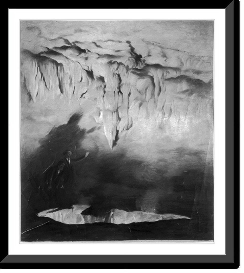 Historic Framed Print, [Croghan Hall, two men near maelstrom in Mammoth ...