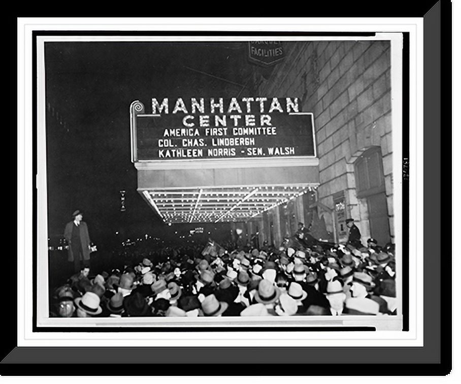 Historic Framed Print, Crowd jams street as Lindbergh speaks, 17-7/8" x ...