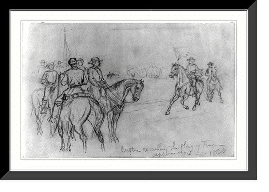 Historic Framed Print, Custer receiving the flag of truce. Appomatox ...