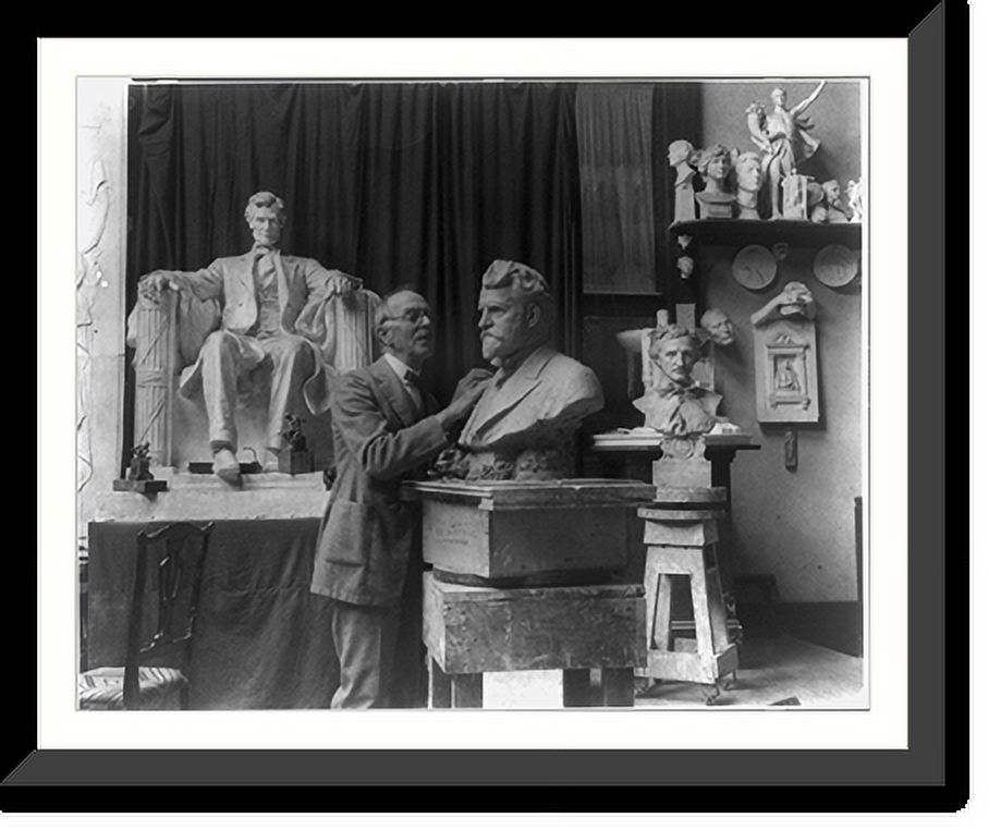 Historic Framed Print, Daniel C. French in the Chesterwoord studio ...