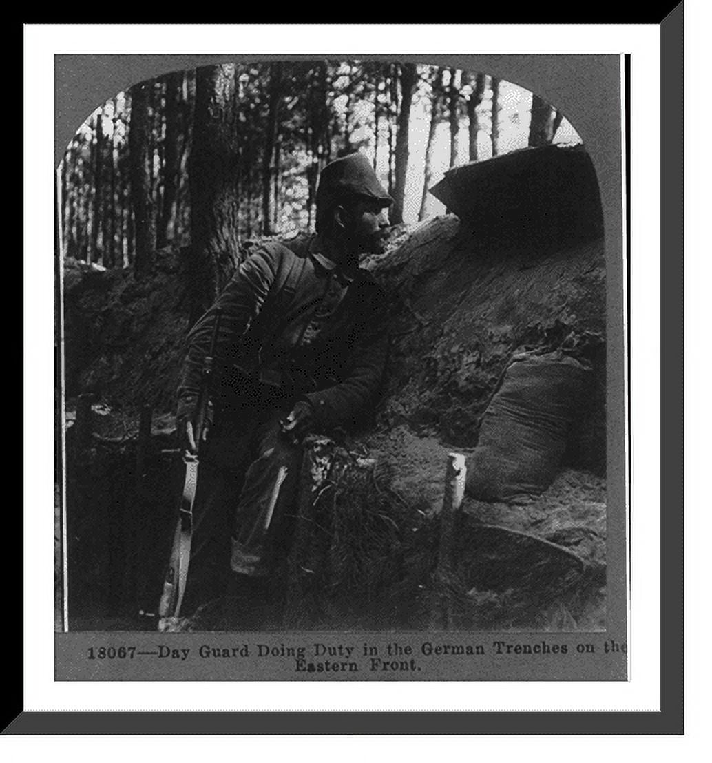 Historic Framed Print, Day guard doing duty in the German trenches on ...