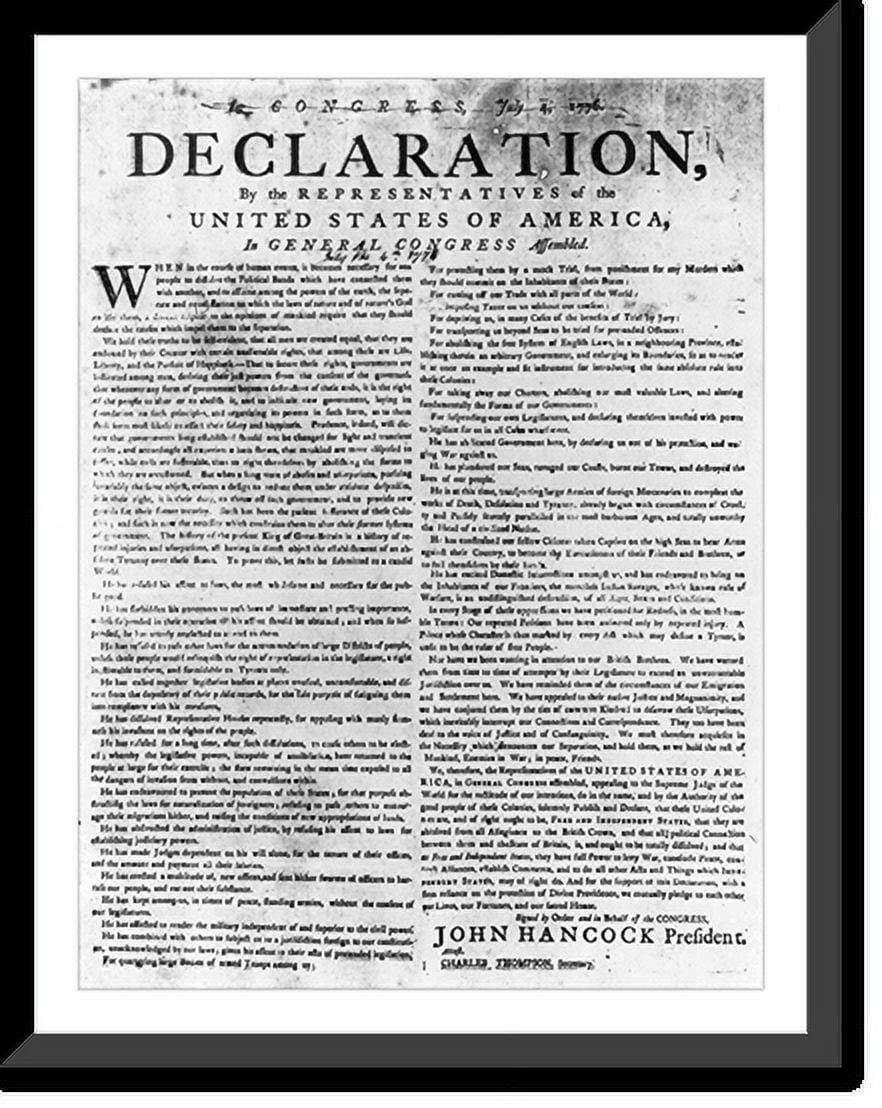 Historic Framed Print, [Declaration of Independence; July 4, 1776], 17 ...