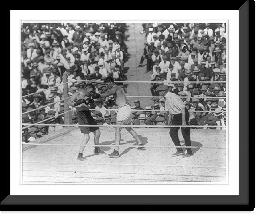 Historic Framed Print, [Dempsey-Gibbons boxing match; Dempsey landing ...