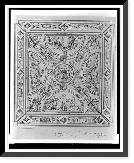 Historic Framed Print, Design drawing for ceiling murals (ceiling of ...