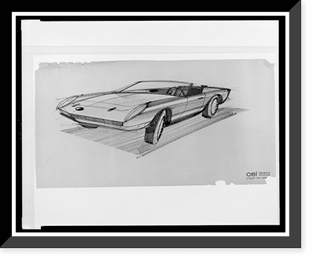 Historic Framed Print, [Design drawing for Avanti automobile, front ...