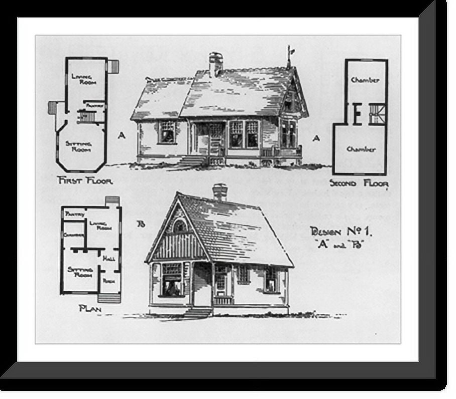 Historic Framed Print, Design no. 1. Plan A and plan B of frame ...