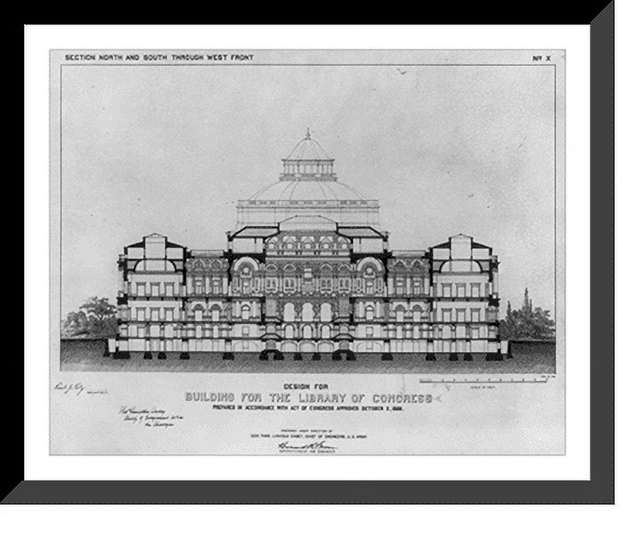 Historic Framed Print, Designs for Building for the Library of Congress ...