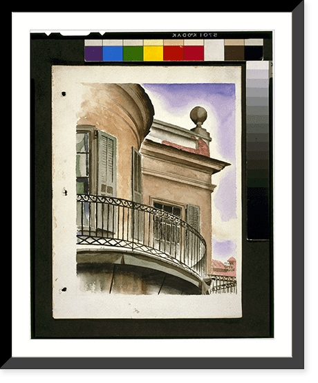 Historic Framed Print, [Detail of second floor balcony, rear, Louisiana ...