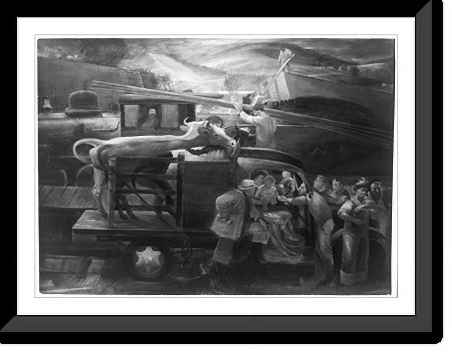 Historic Framed Print, [Detail of unfinished mural in post office in ...