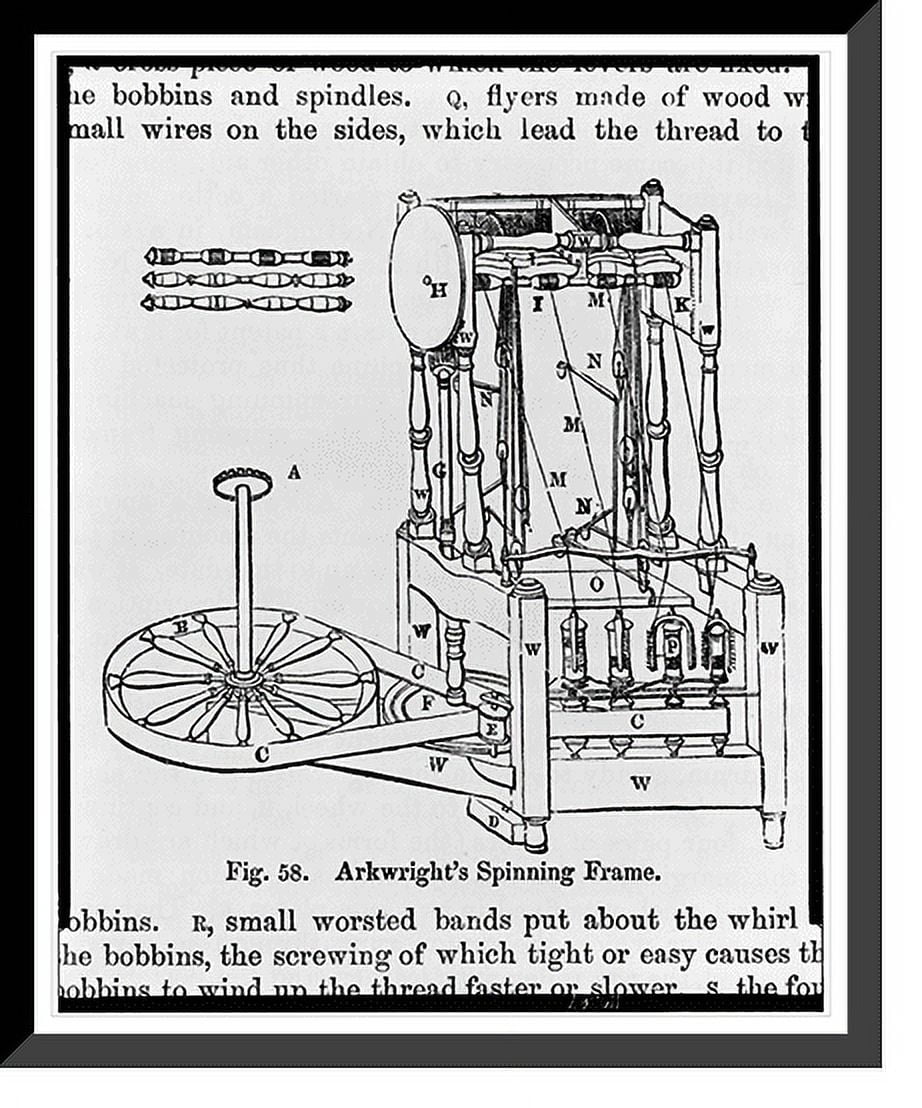 Historic Framed Print, [Detailed design for a large thread spinning ...