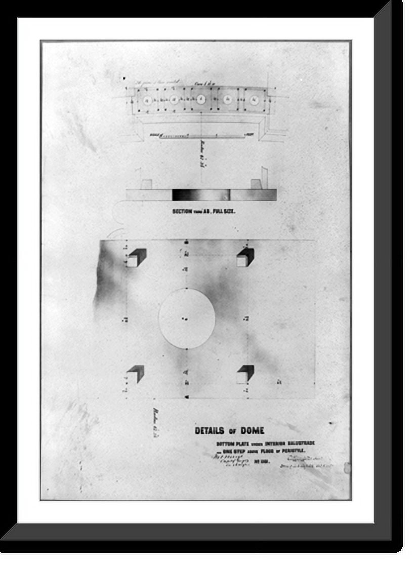 Historic Framed Print, Details of dome, bottom plate under interior ...
