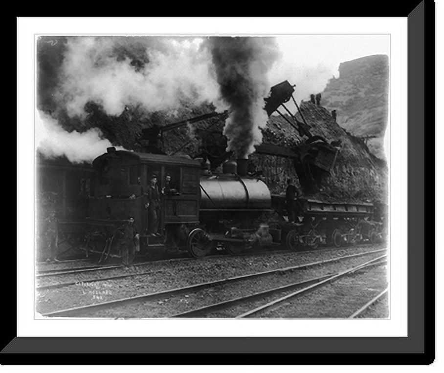 Historic Framed Print, [Dinkey engine and steam shovel], 17-7/8" x 21-7 ...