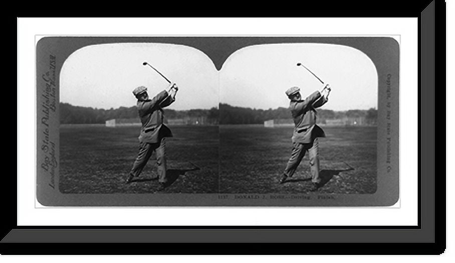 Historic Framed Print, Donald J. Ross. driving, finish [of golf shot ...