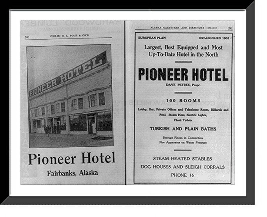 Historic Framed Print, [Double-page advertisement for the Pioneer Hotel ...