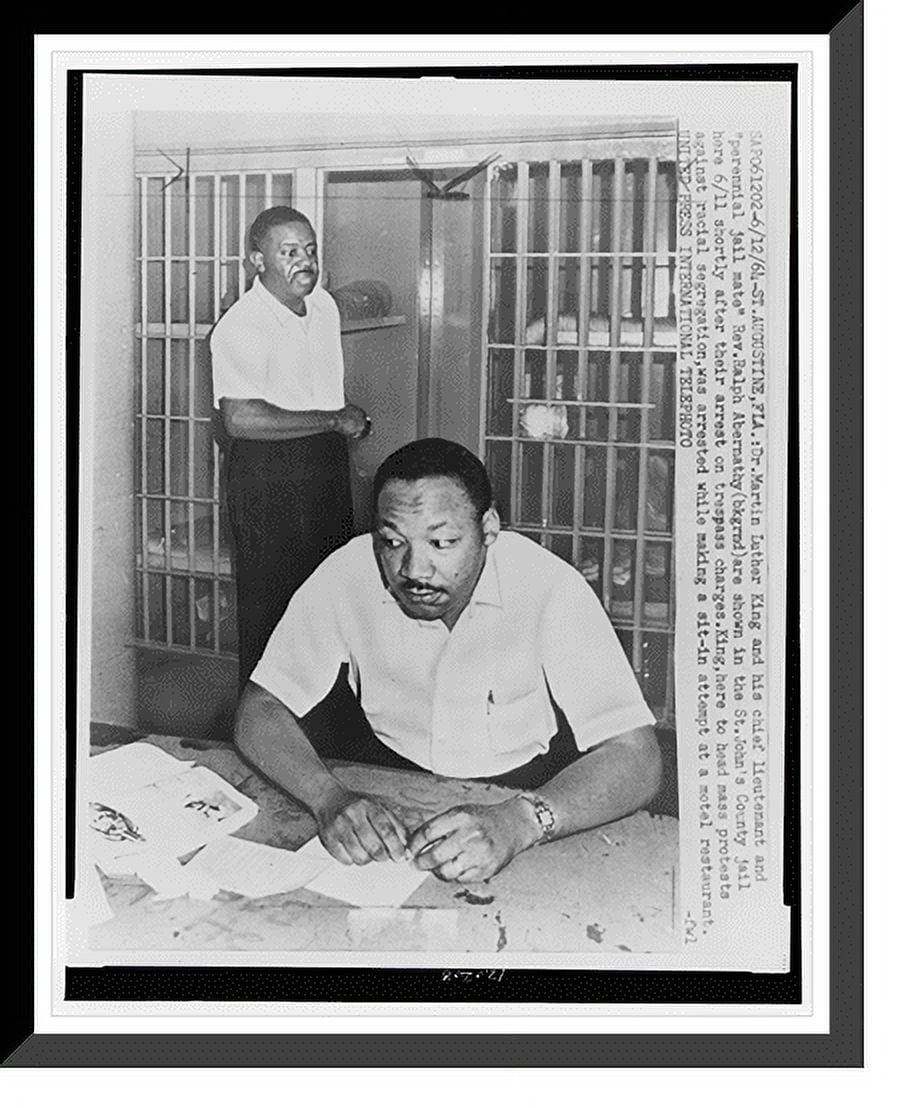 Historic Framed Print, [Dr. Martin Luther King seated at table, and Rev. Ralph Abernathy ...