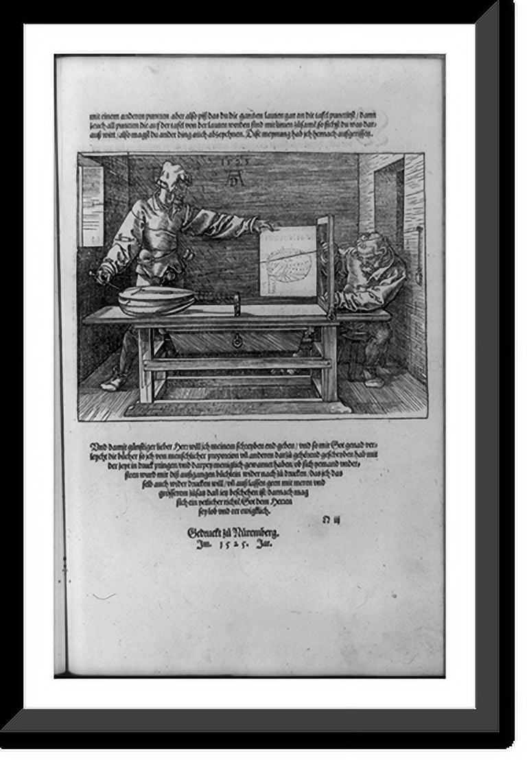 Historic Framed Print, [Draftsman drawing a lute].AD, 1525., 17-7/8" x ...