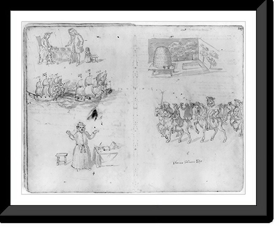 Historic Framed Print, [Drawings of annual guild days of Norwich ...