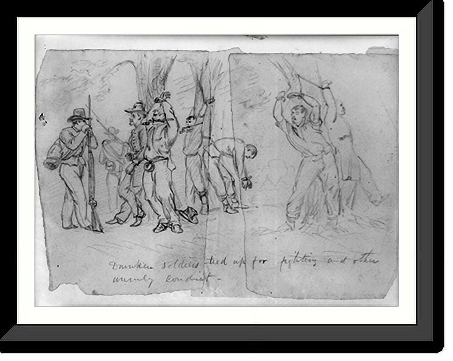 Historic Framed Print, Drunken soldiers tied up for fighting and other ...