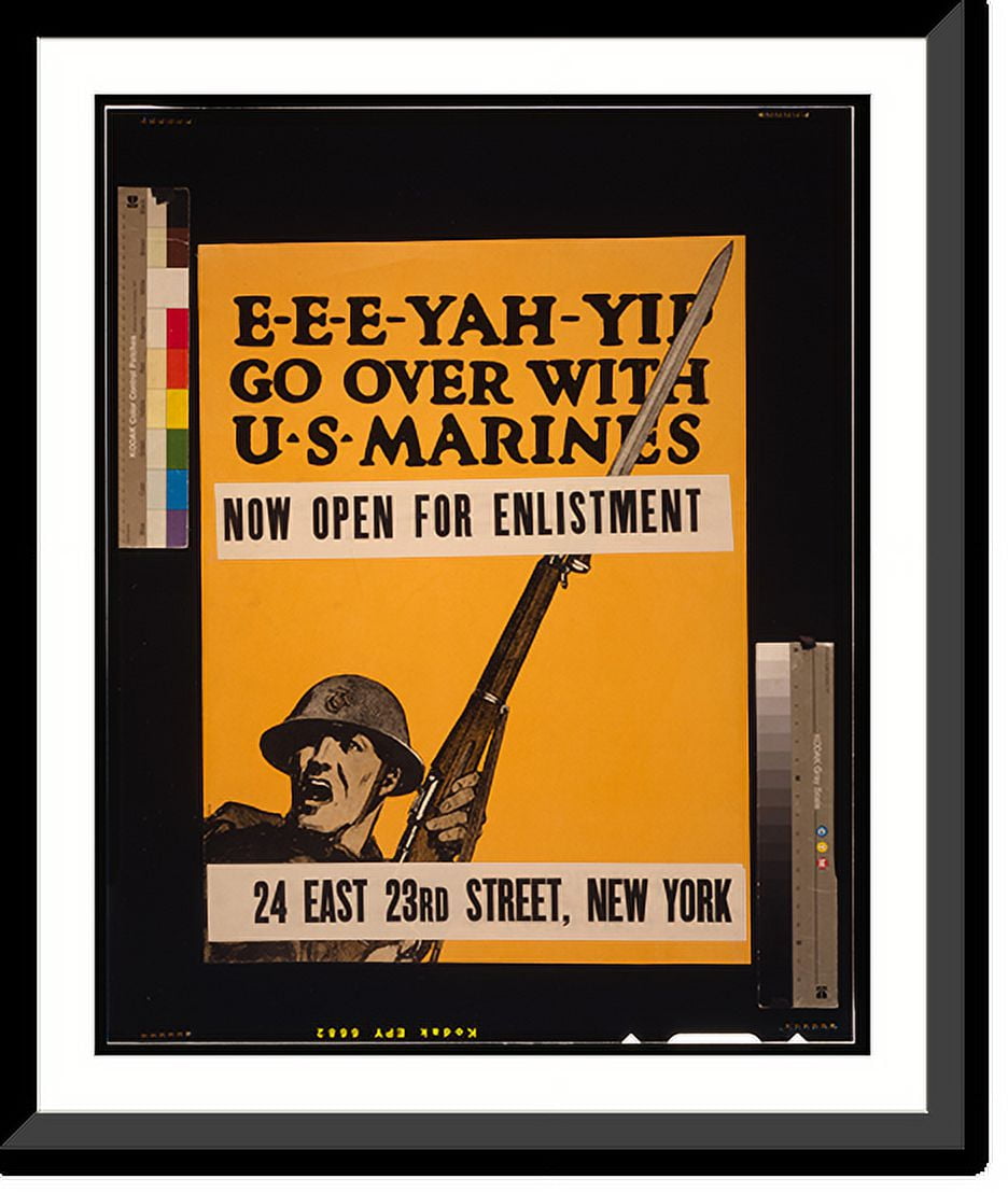 Historic Framed Print, E-e-e-yah-yip Go over with U.S. Marines. - 3, 17-7/8" x 21-7/8" - Walmart.com