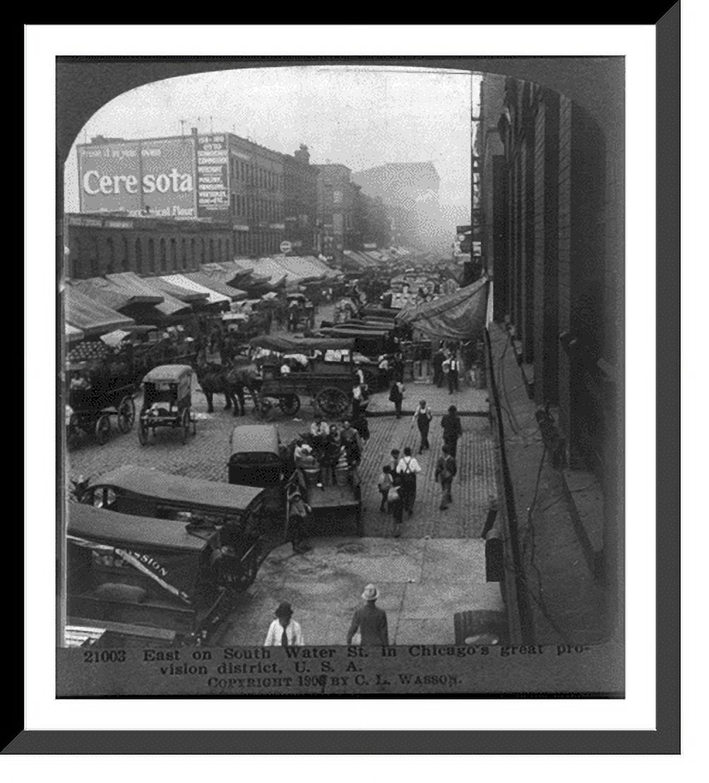 Historic Framed Print, East on South Water St. in Chicago's great ...
