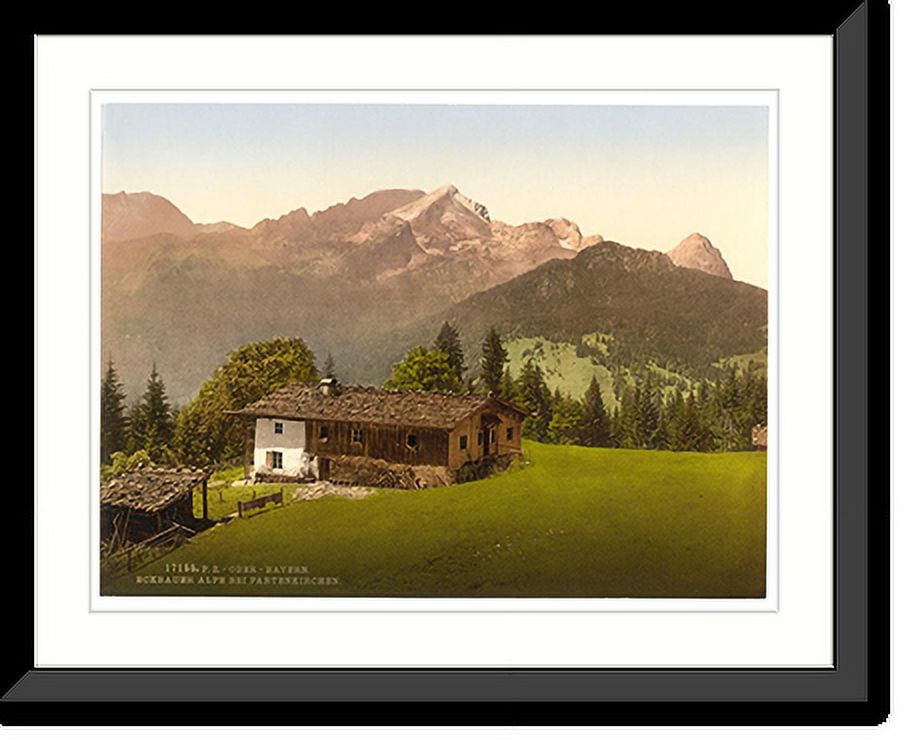 Historic Framed Print, Eckbauer Alp Partenkirchen Upper Bavaria Germany ...