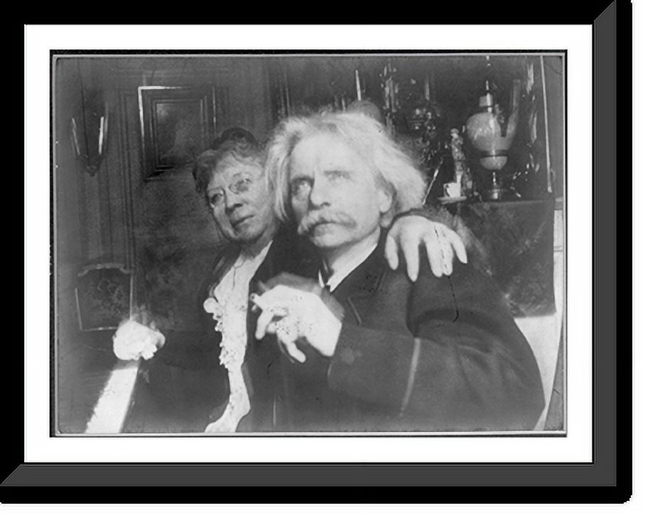Historic Framed Print, [Edward Grieg, head and shoulders, with cigar ...