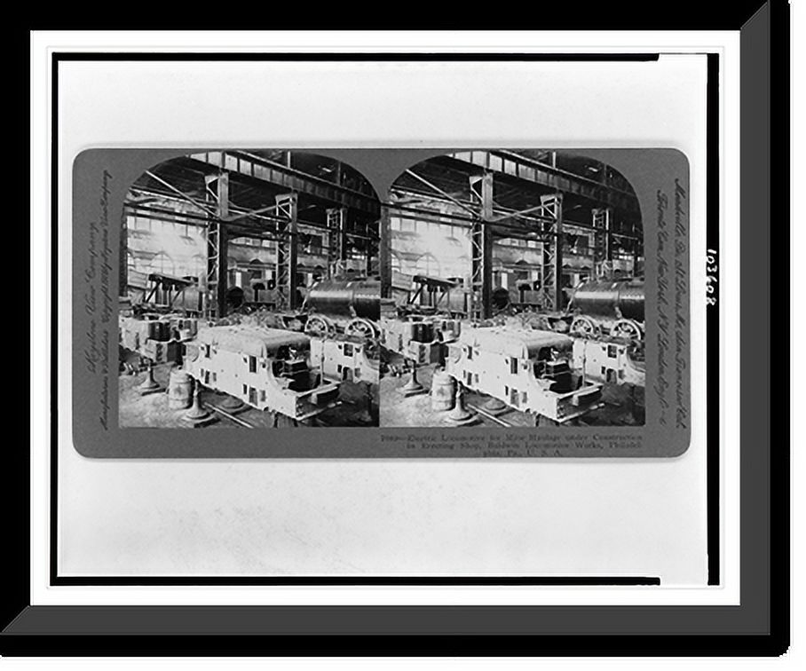 Historic Framed Print, Electric motor and car trucks in machine shops ...