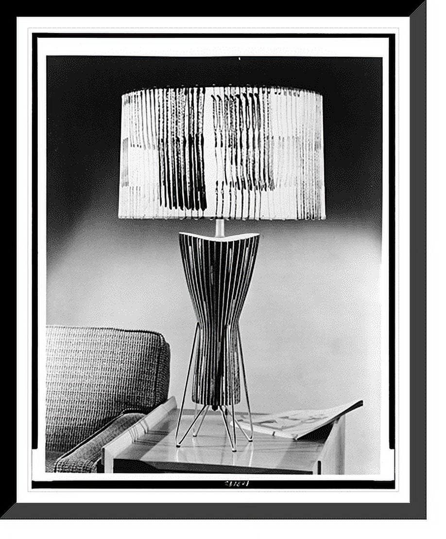 Historic Framed Print, [Elevated vase lamp. Sculpture in bas relief in ...