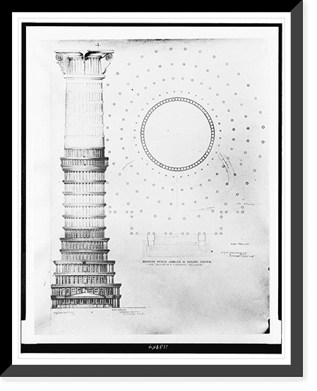 Historic Framed Print, Engineering drawing for a tower (Boston Peace ...