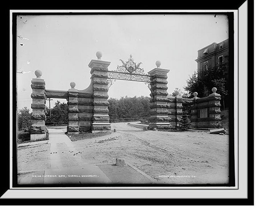 Historic Framed Print, Entrance gate, Cornell University, 17-7/8" x 21 ...