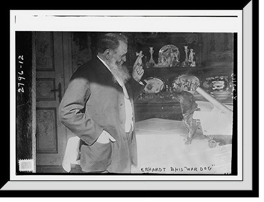 Historic Framed Print, Erhardt and his "War Dog", 17-7/8" x 21-7/8 ...