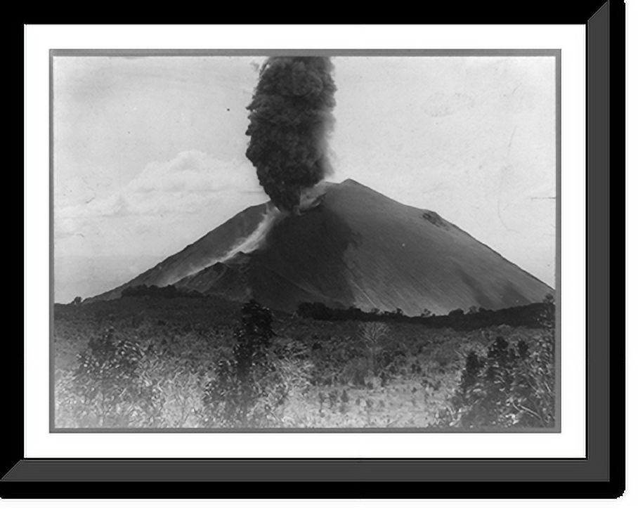 Historic Framed Print, Eruption of volcano, San Salvador, 17-7/8" x 21 ...