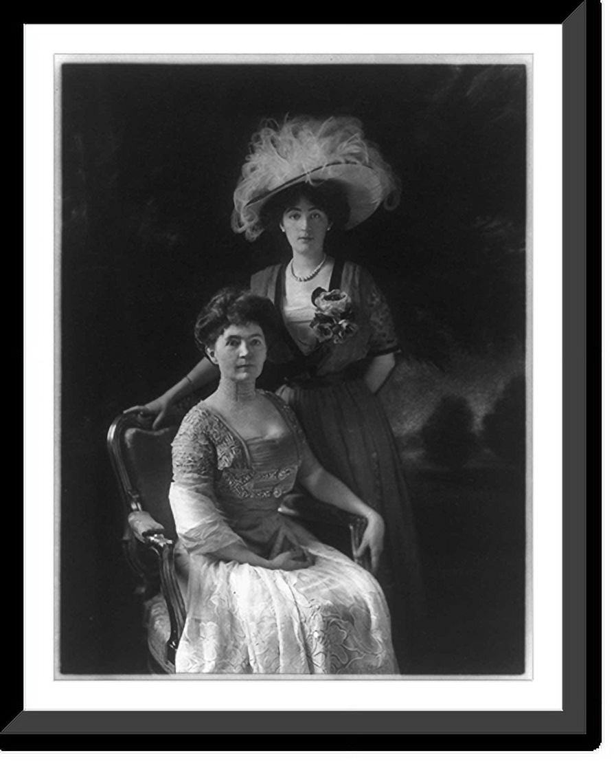 Historic Framed Print, [Evalyn Walsh McLean standing and her mother ...